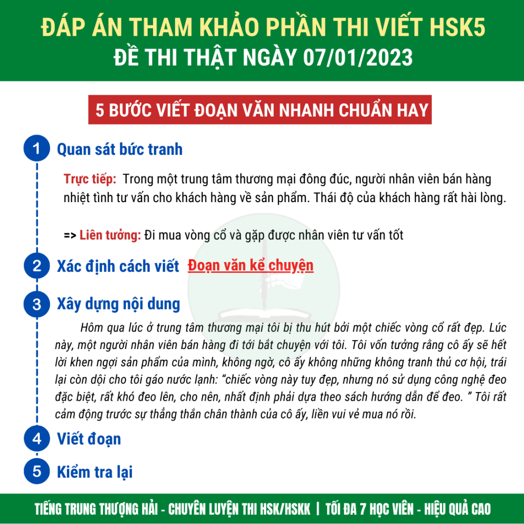 Đáp án tham khảo đề thi viết HSK4, HSK5 kỳ thi thật ngày 07/01/2023 - tiengtrungthuonghai.vn
