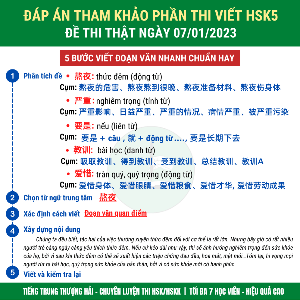 Đáp án đề thi HSK4, HSK5 ngày 07/01/2023 - tiengtrungthuonghai.vn